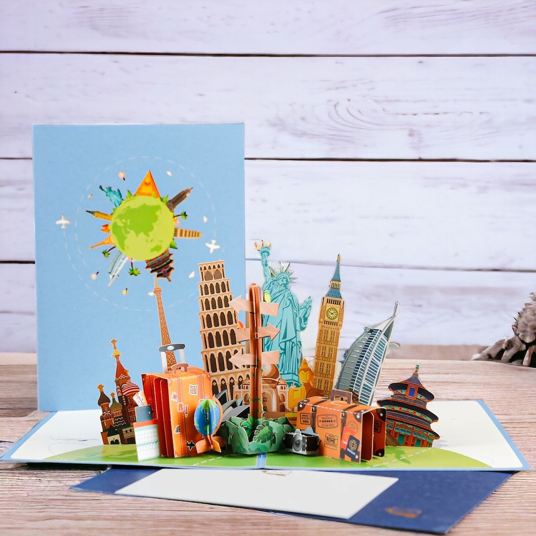 Travel Pop up Card, Journey Tour Souvenir 3D Greeting Cards, Hotel Gift ...