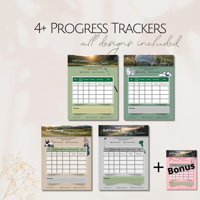 Golf Training Progress Tracker Templates, Editable Client Golfing ...