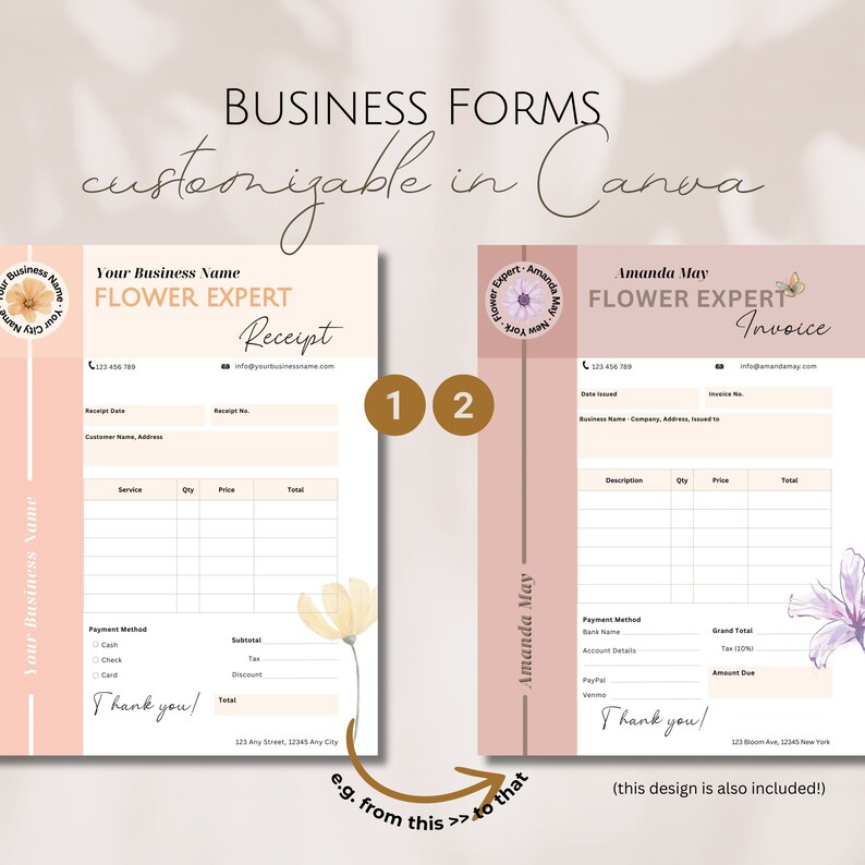 Florist Forms Templates, Editable Floral Invoice Receipt Form ...