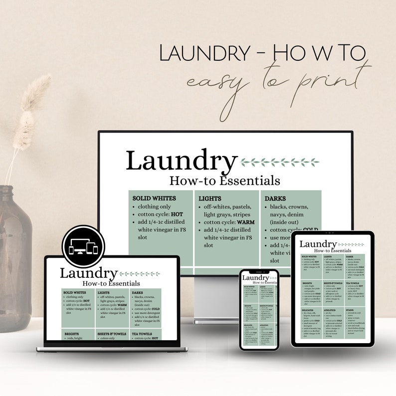 Laundry How to Guide, Printable Washing Planner, Wash and Dry Chores ...