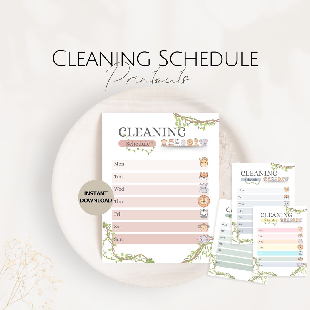 Kids Cleaning Schedule, Printable Weekly Clean & Wash Planner, Chores ...