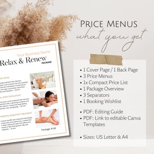Esthetician Price List, Pricing Menu Templates, Beauty Salon ...