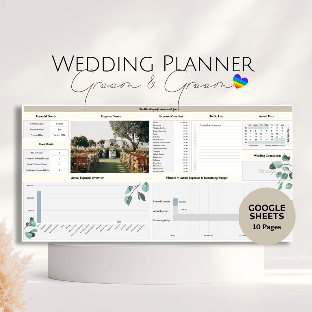 GAY WEDDING Budget Planner Spreadsheet Google Sheets Wedding Expense ...
