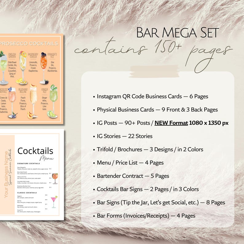 Mobile Bar Templates MEGA Bundle, Bartender Instagram Template ...