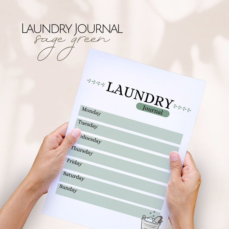 Laundry JOURNAL, Printable Weekly Washing Planner, Wash and Dry Chores ...