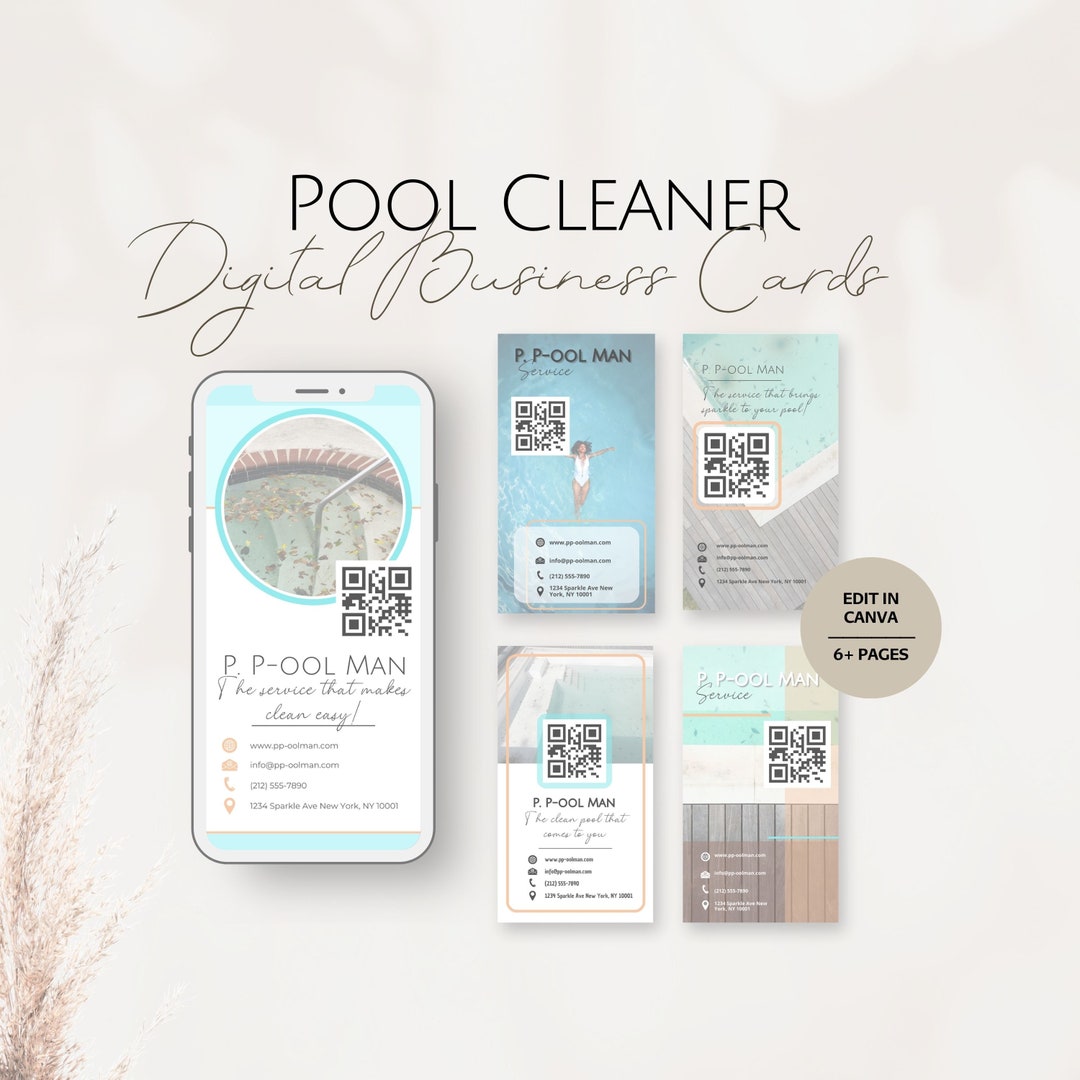 Pool Cleaners Instagram Business Cards, Cleaning Digital Templates ...