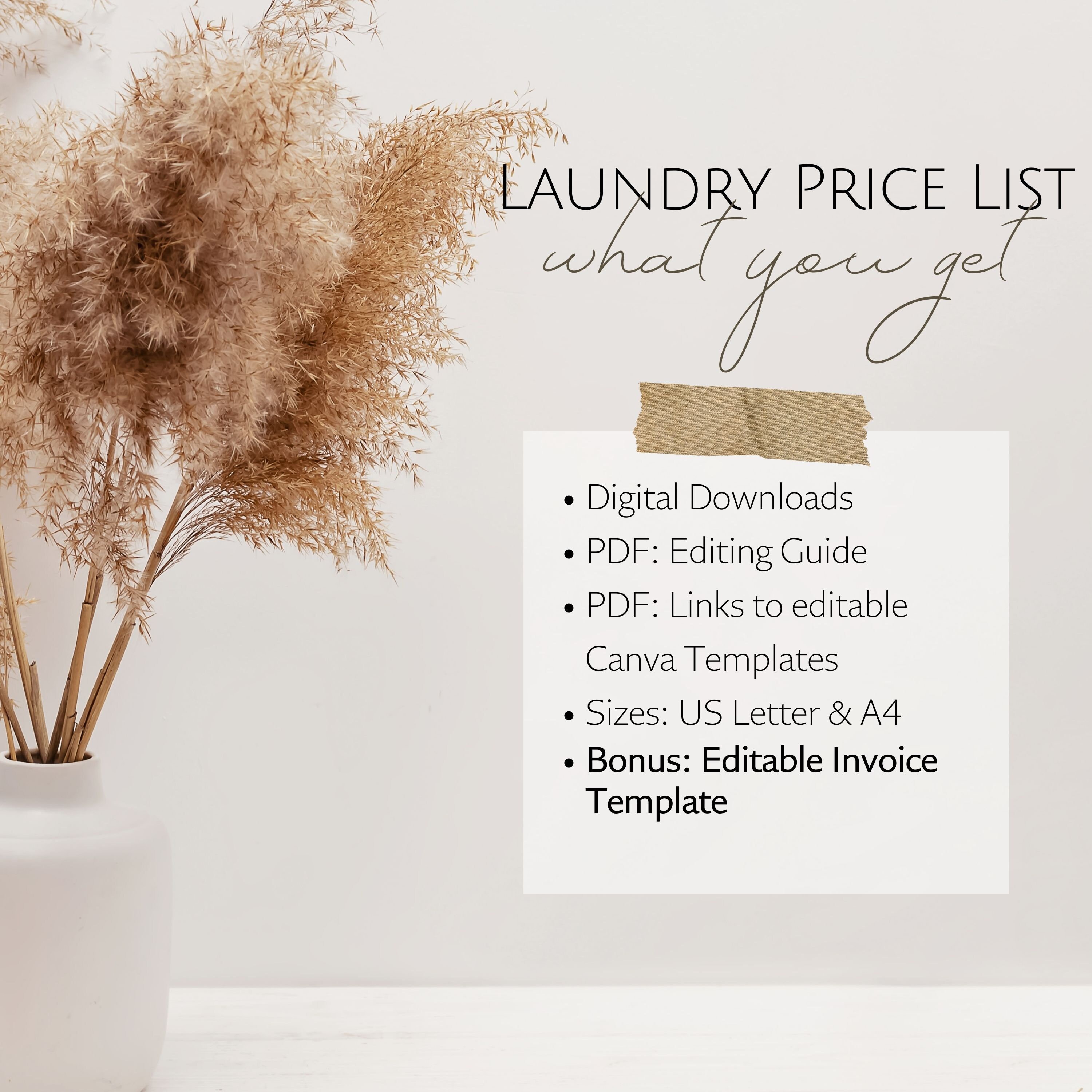 Editable Laundry Price List Template, Canva Laundry Service Fee Pricing ...