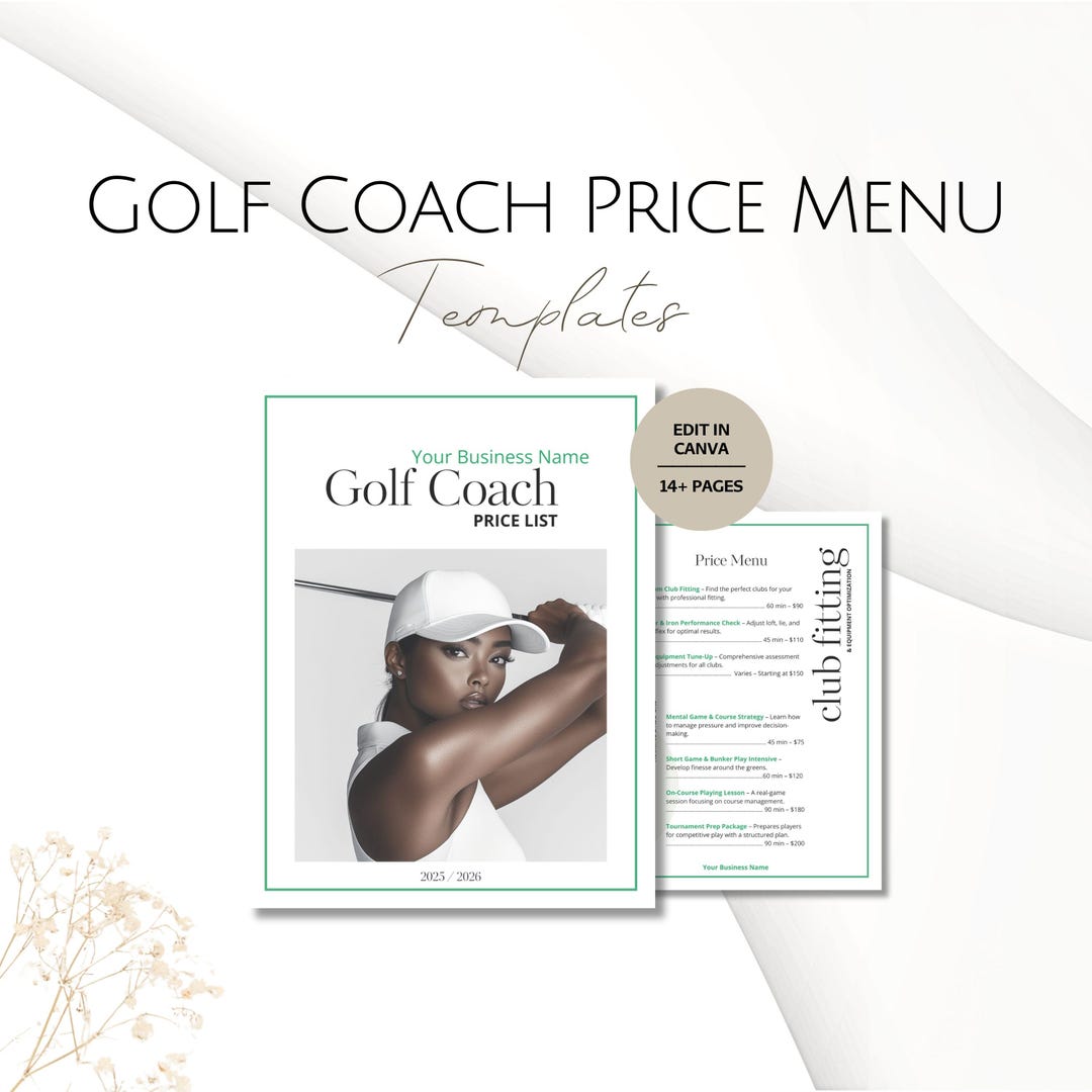 Golf Coach Price Menu Templates, Editable Business Forms, Golfing ...