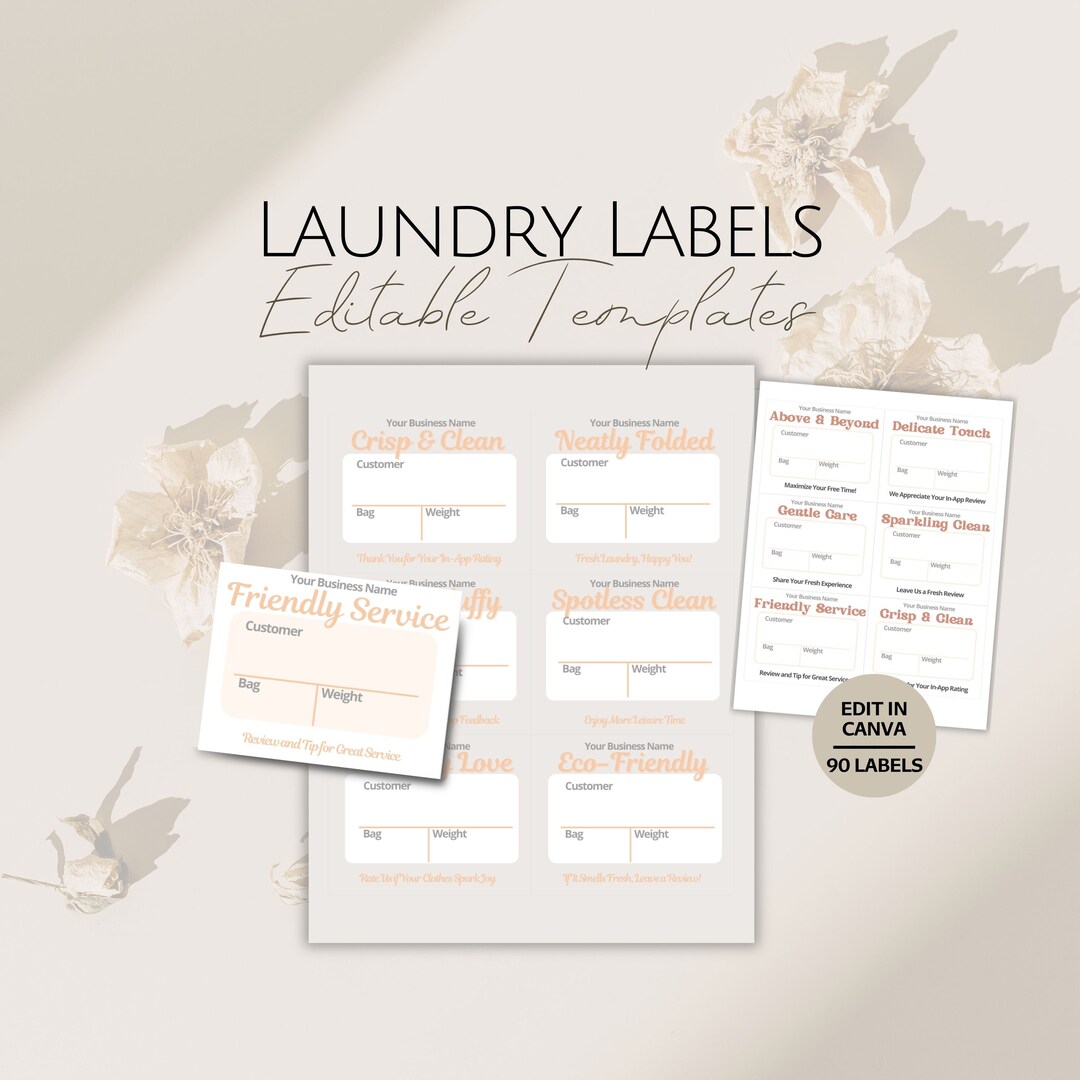Laundry Service Labels Templates, Professional Editable Shop Label ...