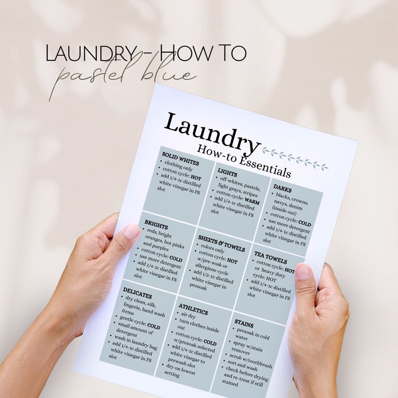Laundry How to Guide, Printable Washing Planner, Wash and Dry Chores ...