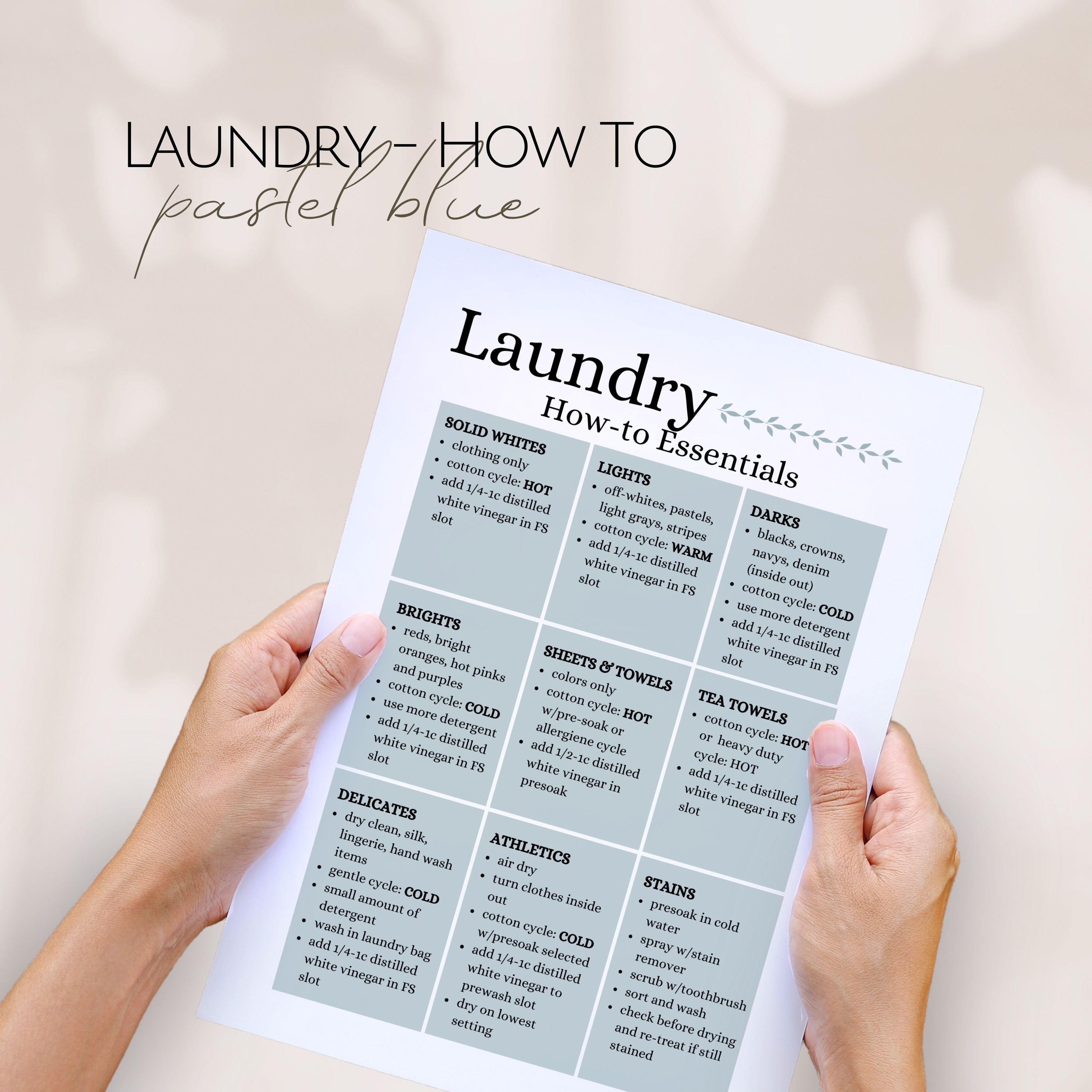 Laundry How to Guide, Printable Washing Planner, Wash and Dry Chores ...