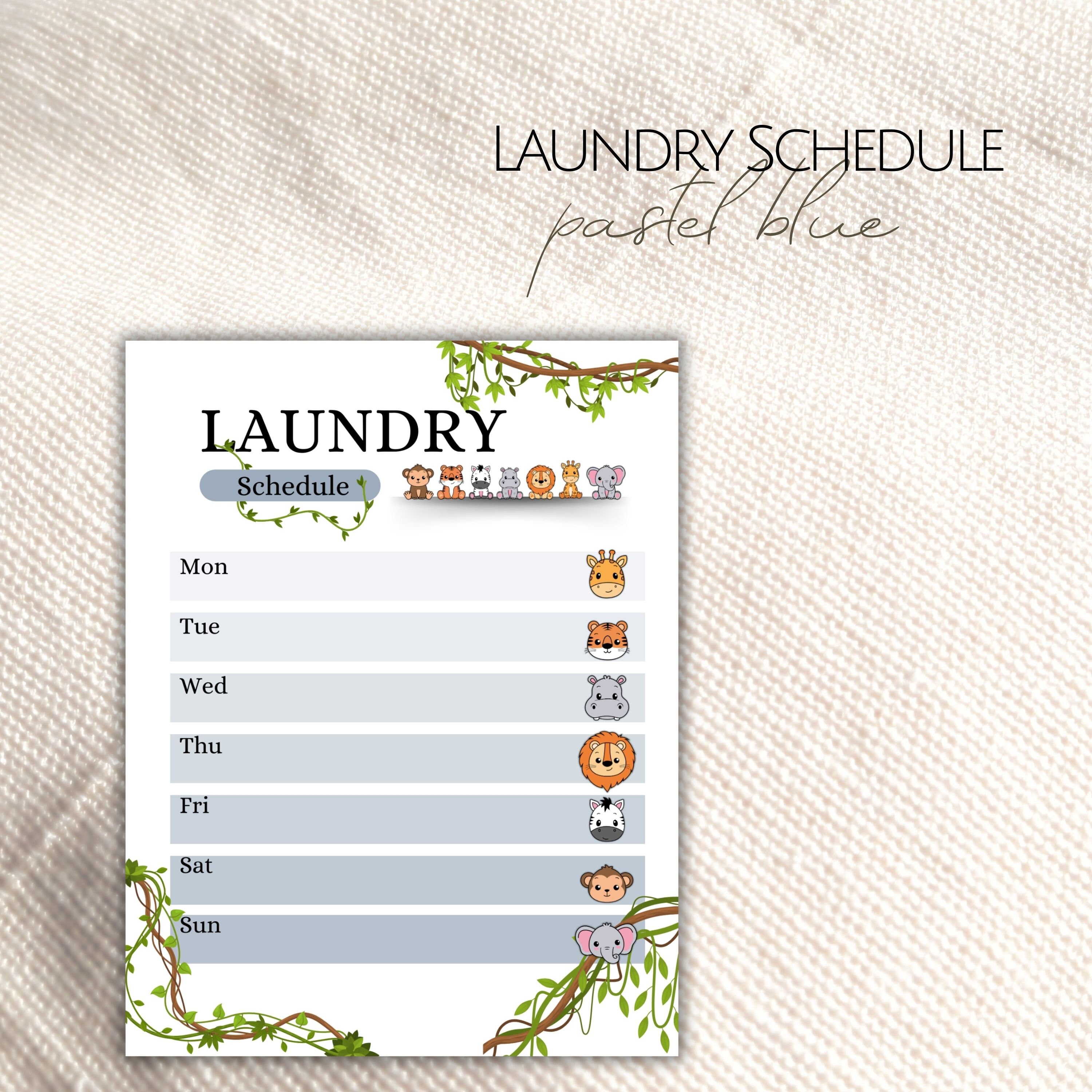 Kids LAUNDRY Schedule, Printable Weekly Washing Planner, Wash Chores ...