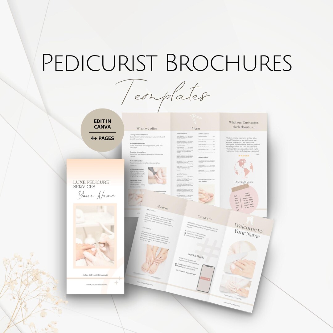 Pedicurist Business Brochure Templates, Editable Flyer, Pedicure Feet ...
