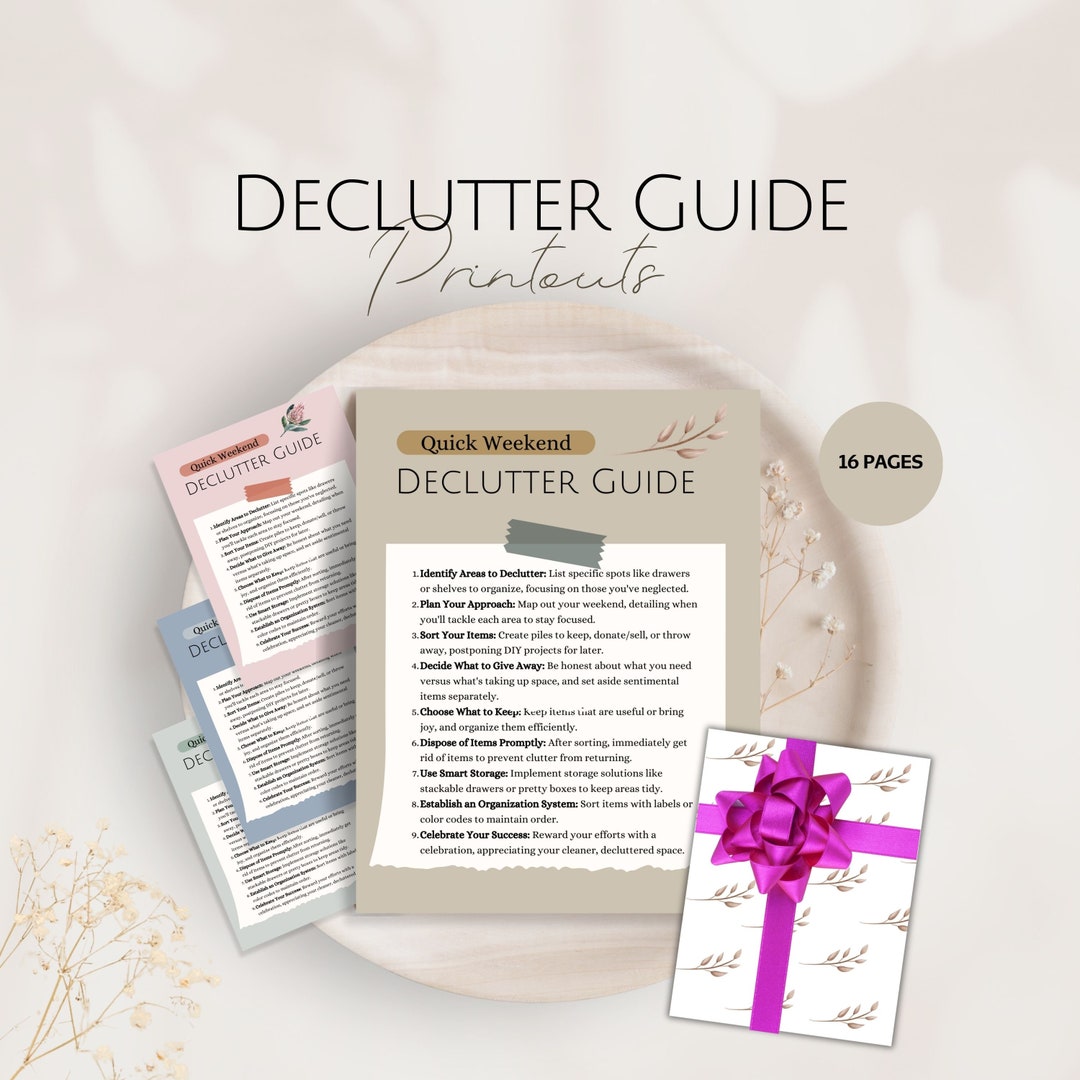 Weekend Declutter Guide, Printable Gift for Housewarming Party, Family ...