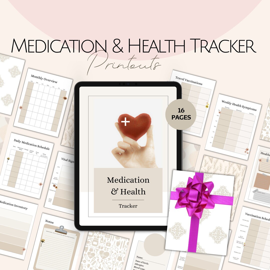 Medication Health Tracker, Printable Birthday Gift, Vaccination ...