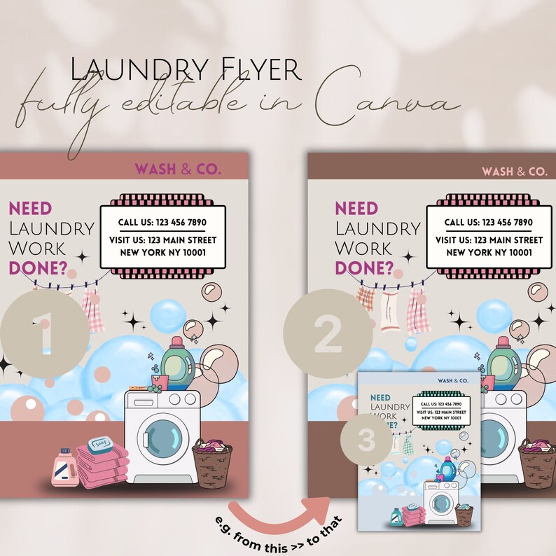 Editable Laundry Service Flyer, Canva Laundry Shop Advertising Template ...