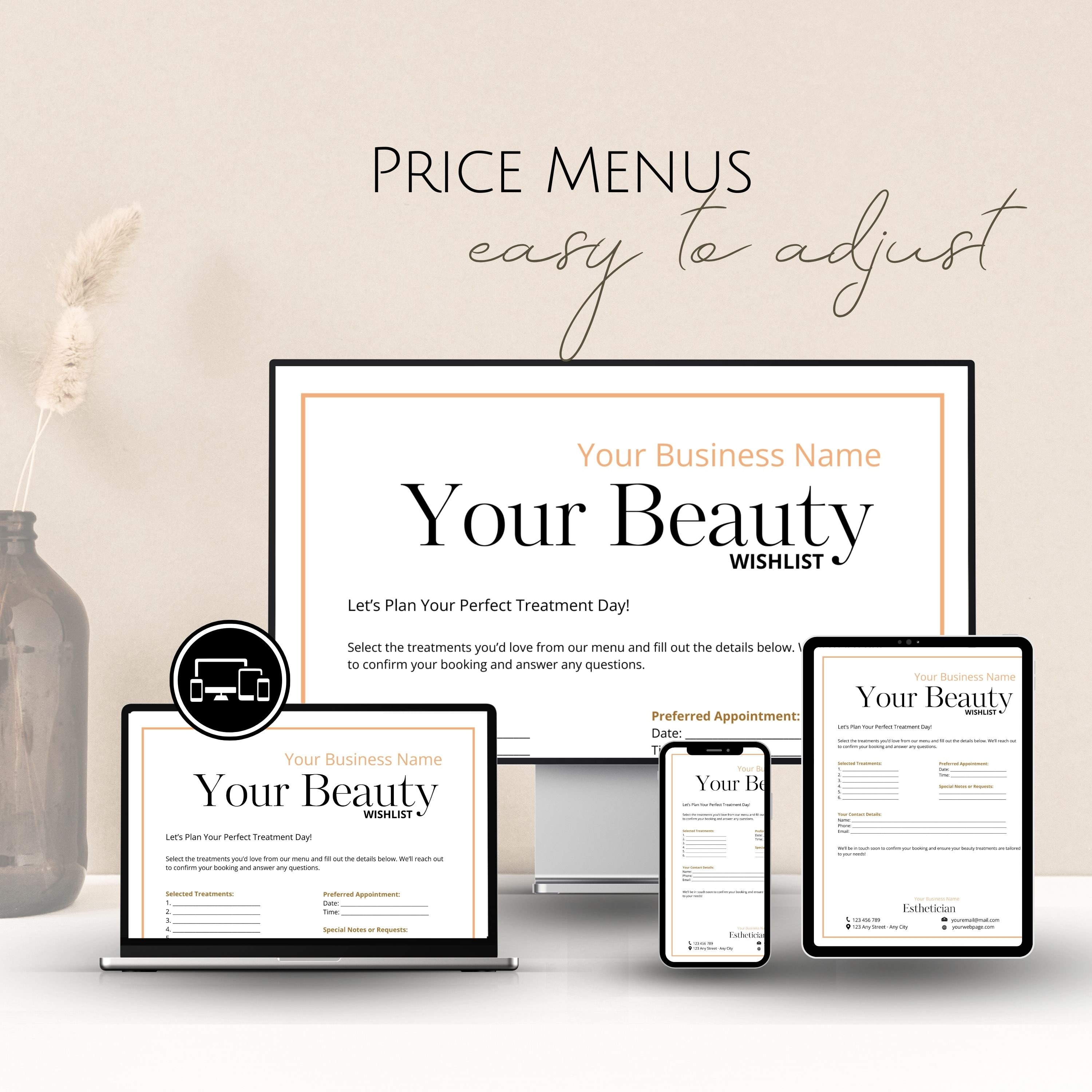 Esthetician Price List, Pricing Menu Templates, Beauty Salon ...