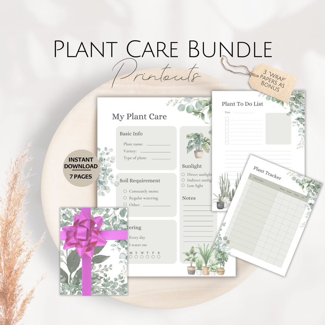 Plant Care Guide, Printable Gift for Gardeners, Gardening Planner ...