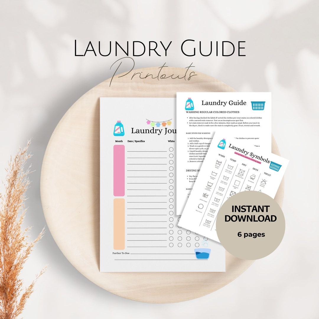 LAUNDRY GUIDE Printable Wash & Dry Instructions, Washing Planner, Care ...