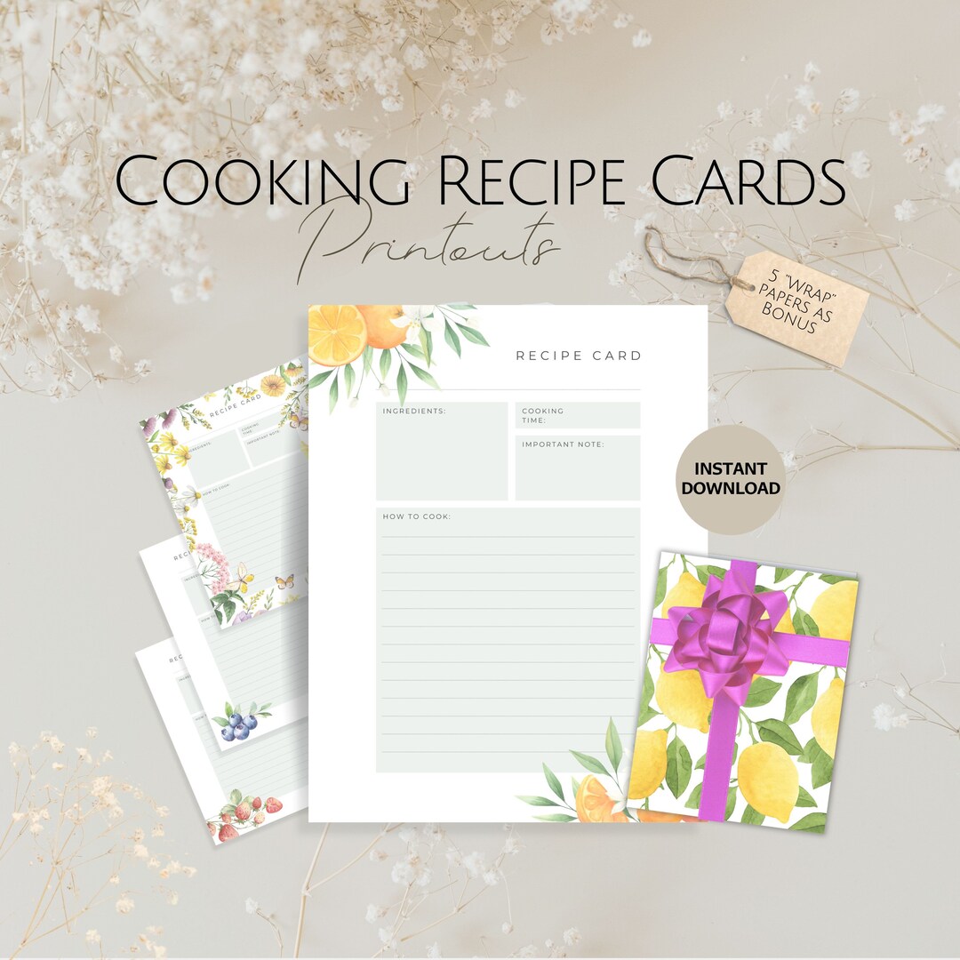Cooking Recipe Templates, Birthday Gift for Cooking Enthusiasts ...