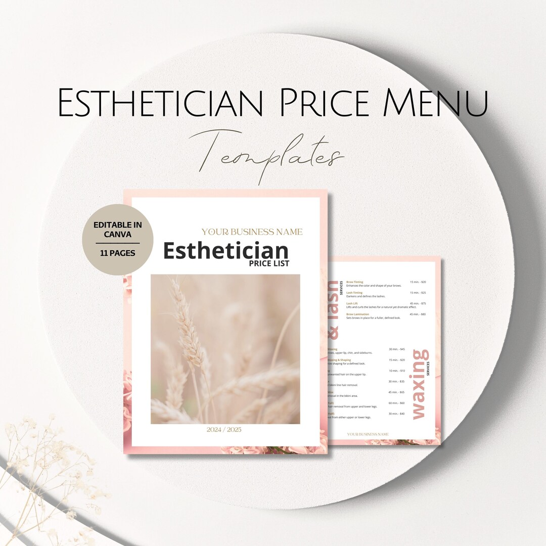 Esthetician Price List, Pricing Menu Templates, Beauty Salon ...