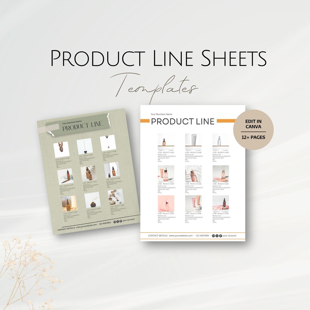 Product Line Sheets, Wholesale Catalog Template, Editable Price List ...