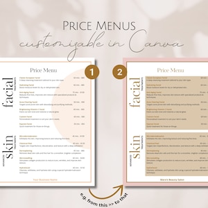 Esthetician Price List, Pricing Menu Templates, Beauty Salon ...