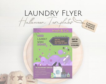 Editable Laundry Service Price List, Canva Laundry Shop Advertising ...