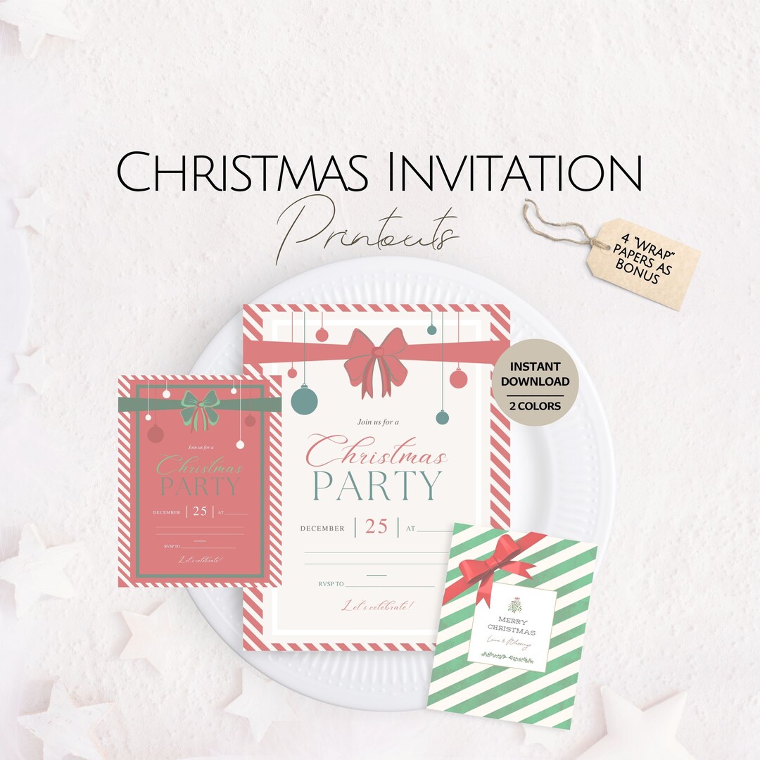 Christmas Party Invitation Printouts. Printable Invites Letters ...