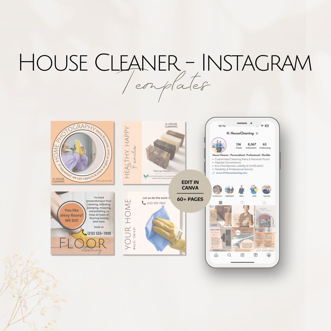 Housekeeping Instagram Post Templates, Home Cleaning Social Media Posts ...