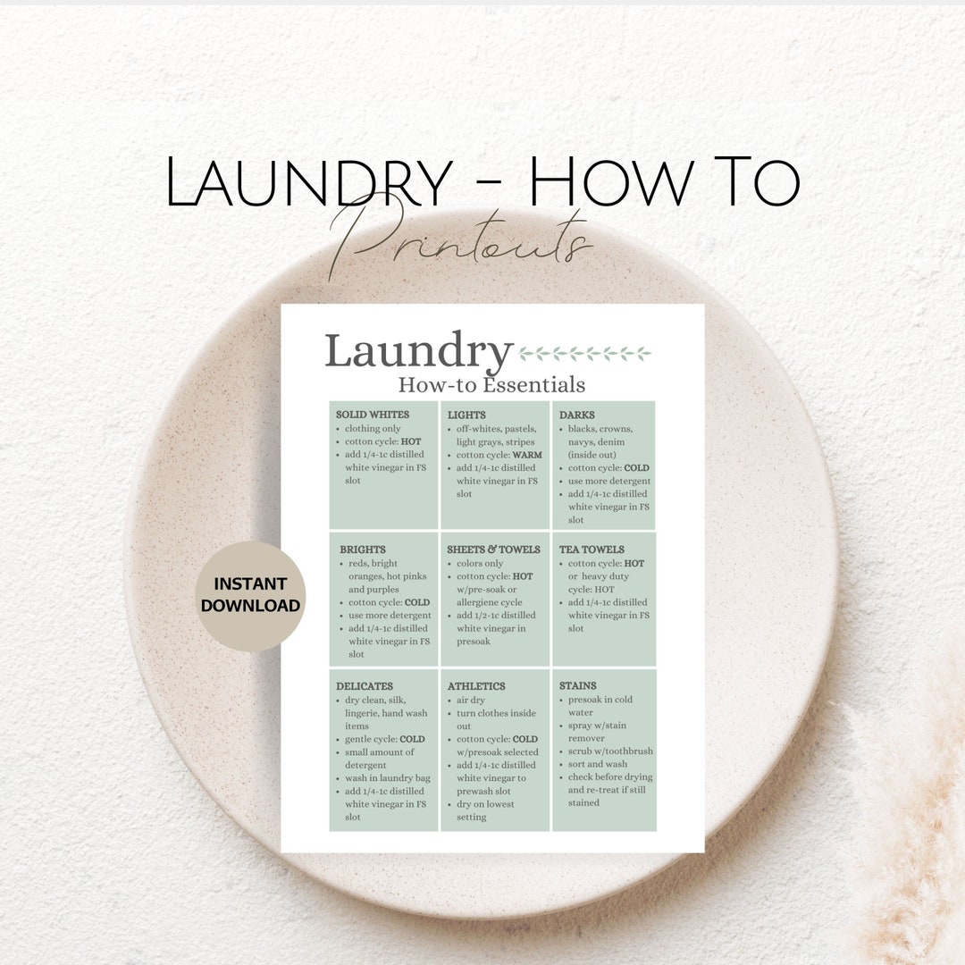 Laundry How to Guide, Printable Washing Planner, Wash and Dry Chores ...