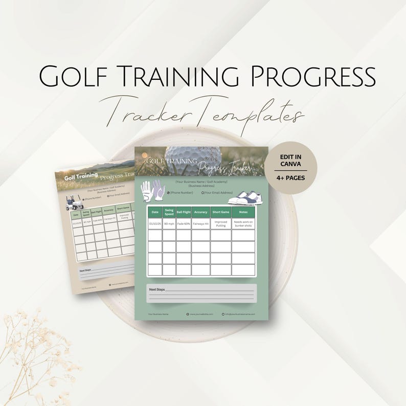 Golf Training Progress Tracker Templates, Editable Client Golfing ...