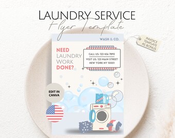 Editable Laundry Service Price List, Canva Laundry Shop Advertising ...
