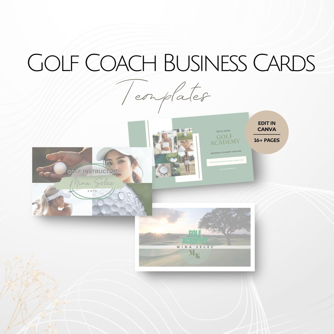 Golf Coach Business Cards Templates, Editable Info Card Design, Golfers ...