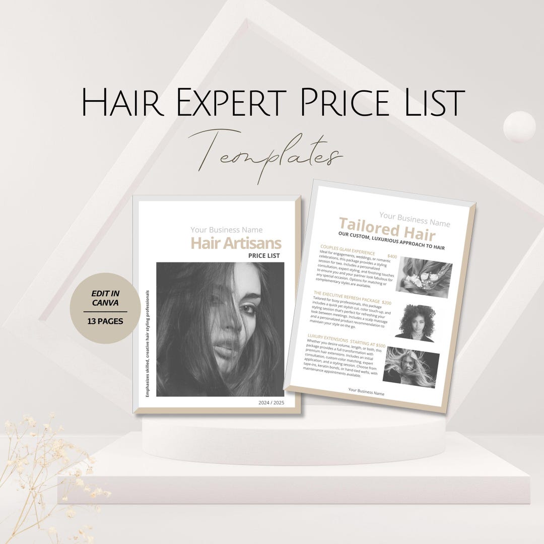 Hair Stylist Price List, Pricing Menu Templates, Beauty Salon ...