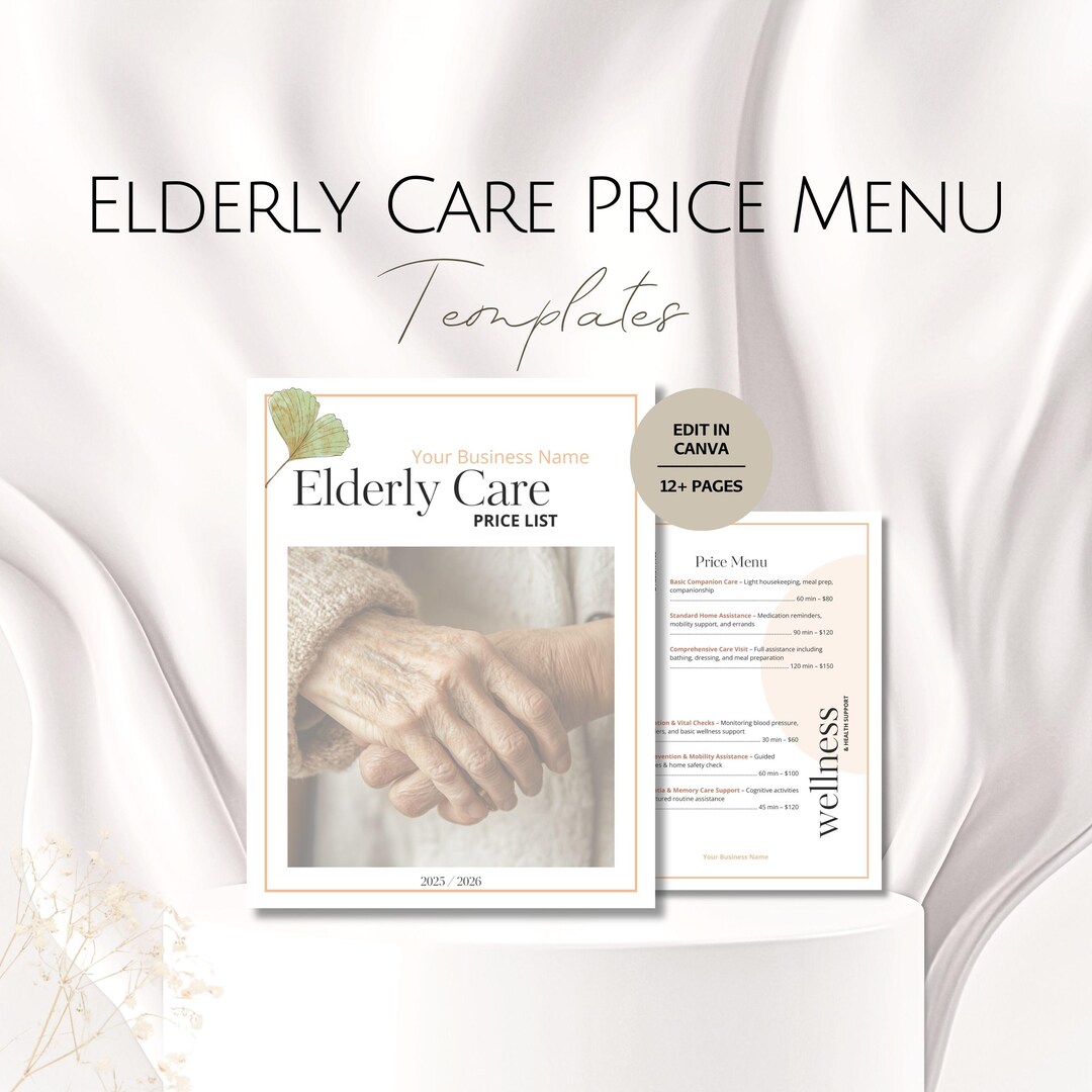 Elderly Care Price Menu Templates, Editable Business Forms, Elder ...