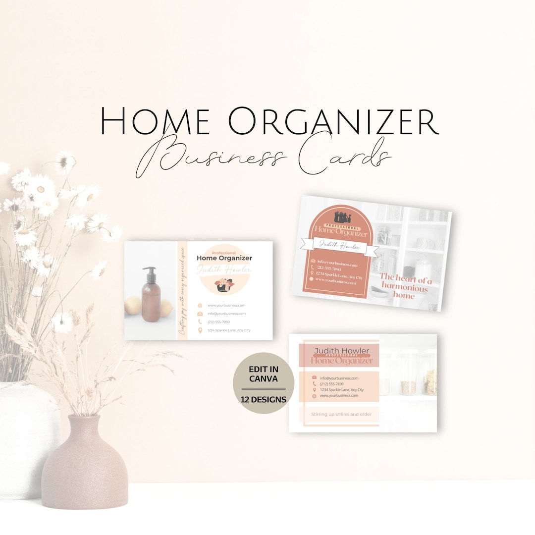 Home Organizer Business Card Templates, Editable House Care Info Cards ...