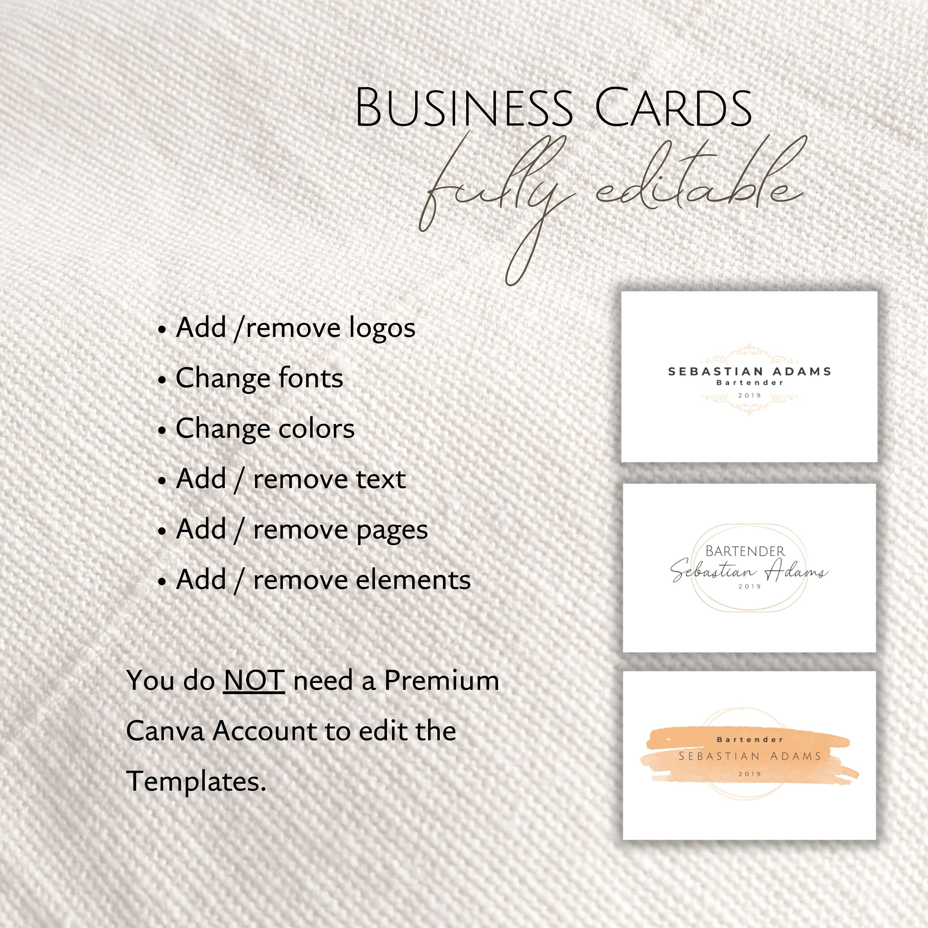 Bartender Business Card Template, Editable Mobile Bar Info Cards Design ...