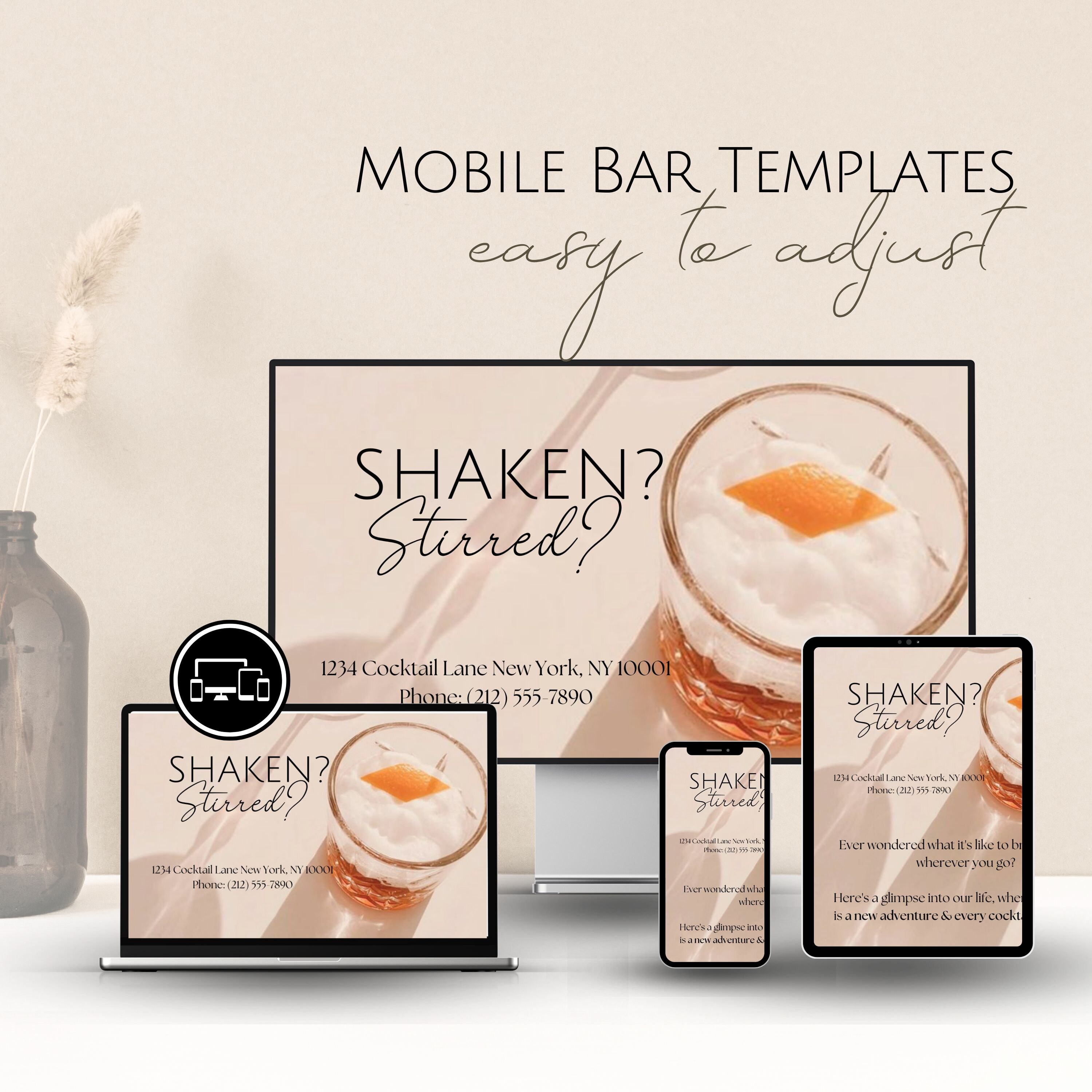 Mobile Bar Instagram Templates, Bartender Social Media Posts ...