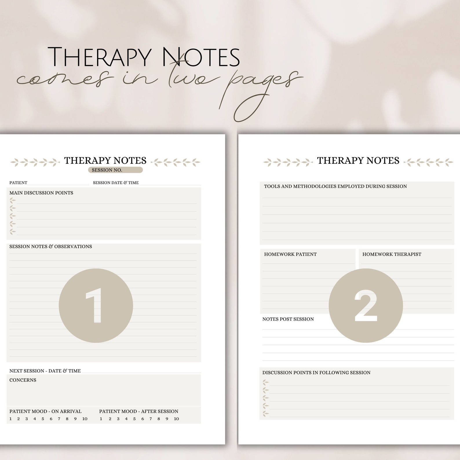 Therapy Notes Template Sheets, Printable Therapist Note Worksheet ...
