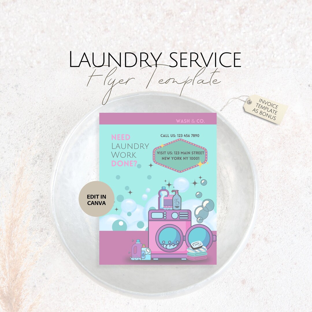 Editable Laundry Service Flyer, Canva Laundry Shop Advertising Template ...