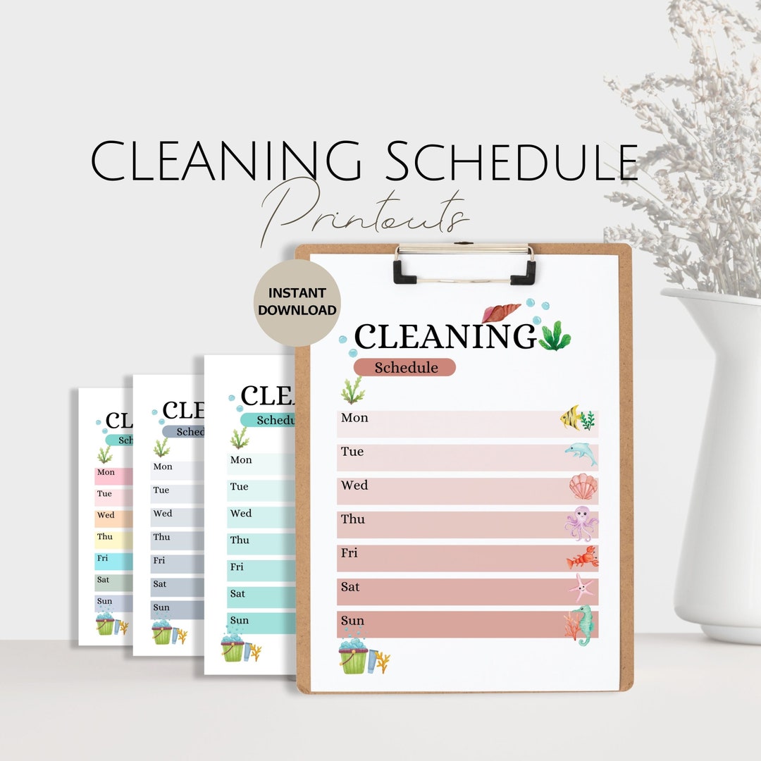 Kids Cleaning Schedule, Printable Weekly Clean & Wash Planner, Chores ...