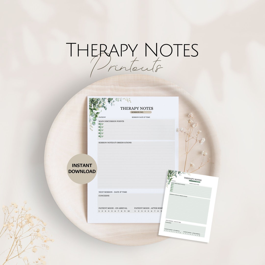 Therapy Notes Template Sheets, Printable Therapist Note Worksheet ...