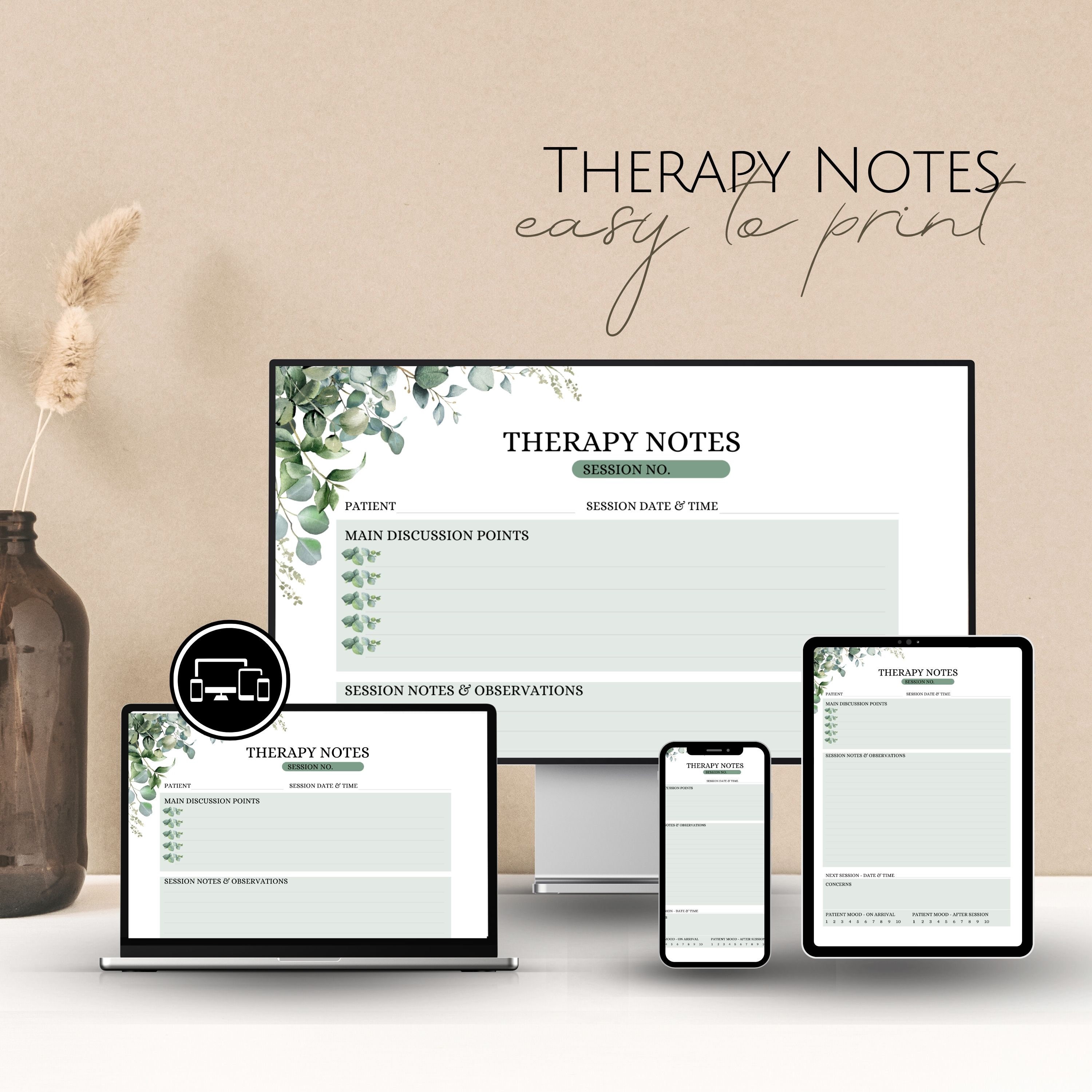 Therapy Notes Template Sheets, Printable Therapist Note Worksheet ...