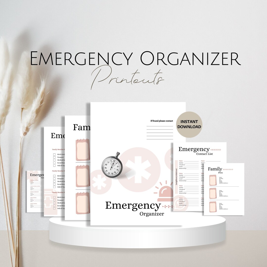 Emergency ORGANIZER, Printable Preparedness Binder, Comprehensive ...