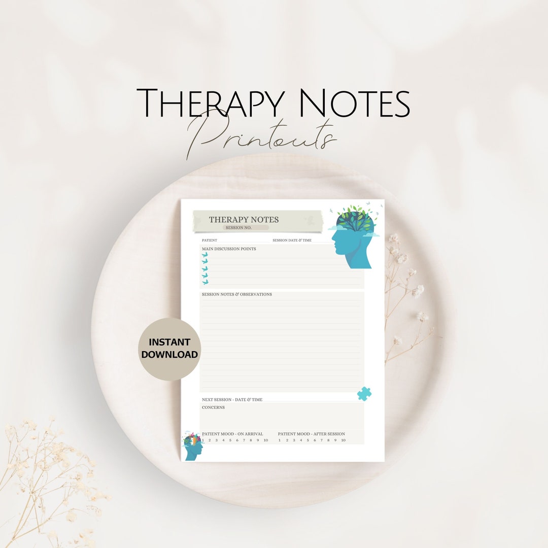 Therapy Notes Template Sheets, Printable Therapist Note Worksheet ...