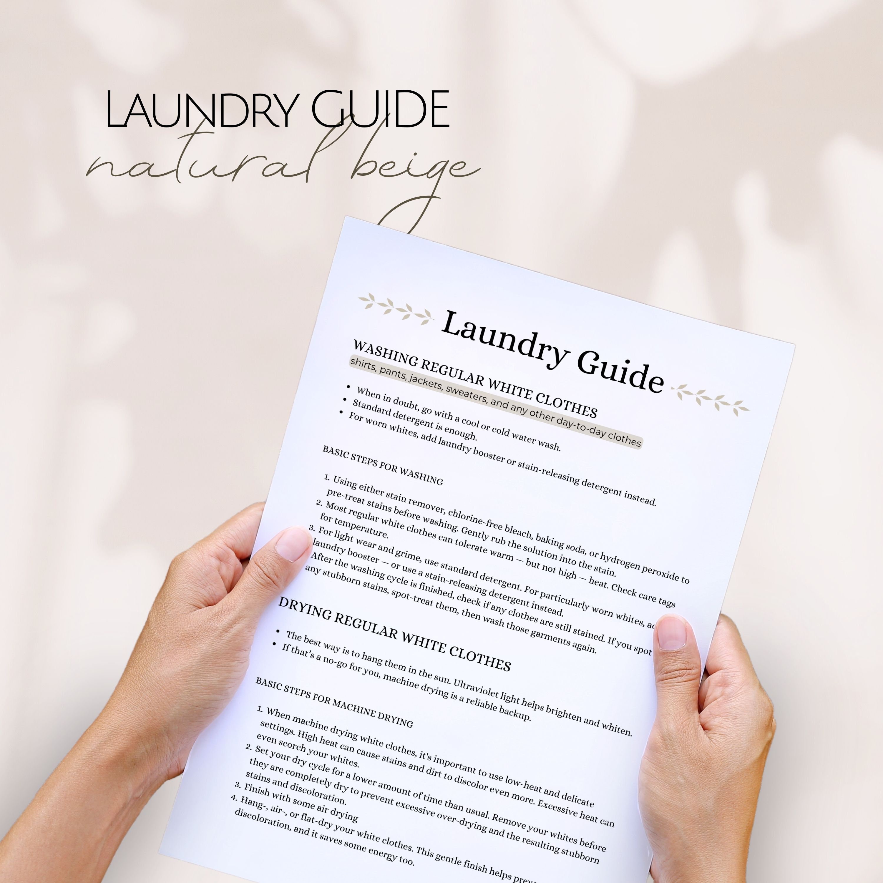 LAUNDRY GUIDE Printable Wash & Dry Instructions, Washing Planner, Care ...