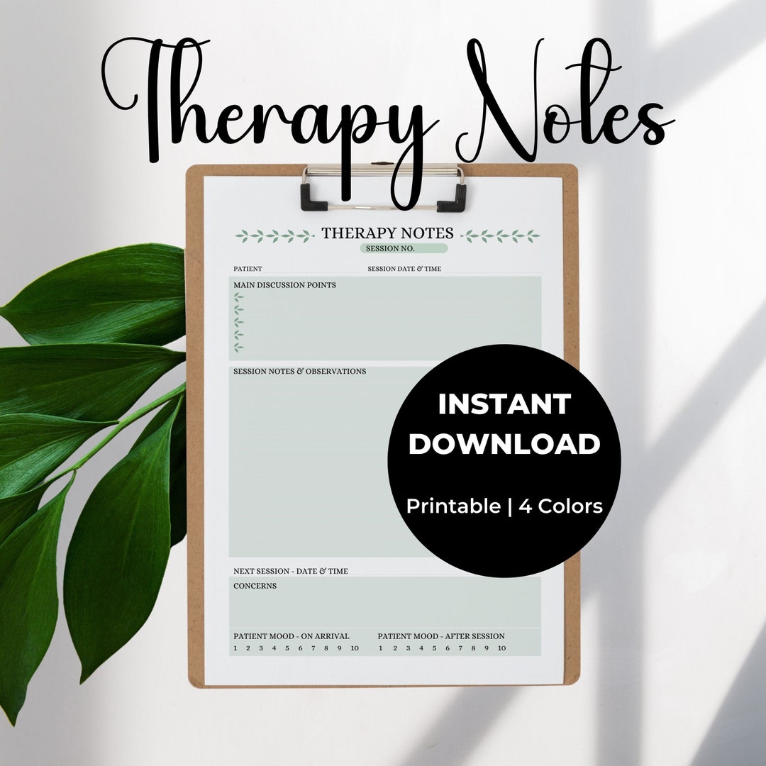 Therapy Notes Template Sheets, Printable Therapist Note Worksheet ...