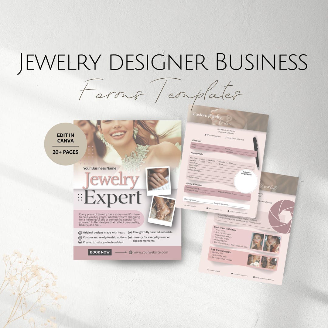 Jewelry Design Business Forms Templates, Editable Service Form ...