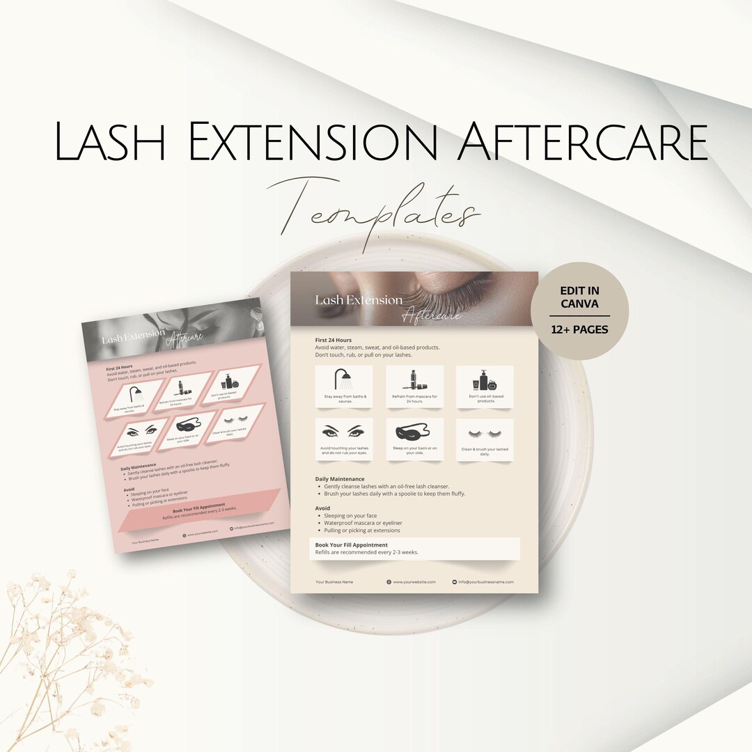 Lash Extension Aftercare Templates, Editable Lashes Service Template ...